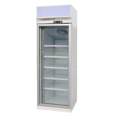 China Single Glass Door Upright Freezer With 5 Shelves And Auto-Evaporation Water Tray for sale