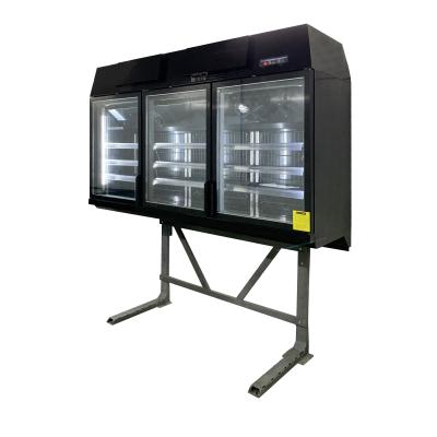 China Top Glass Door Fridge Supplier With External Steel Support And Internal 3pcs Adjustable Shelves for sale
