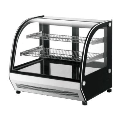 China Front Curved Glass Tabletop Cake Showcase With Ventilated Cooling System And Stainless Steel Base for sale