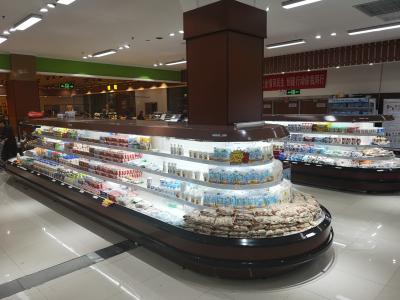 China Multi Deck Island Open Display Fridge Crown End Showcase With Remote Compressor for sale