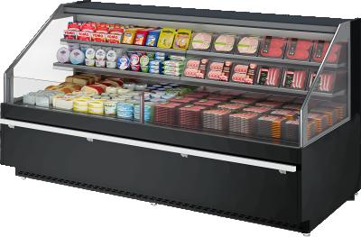 China Danfoss Expansion Valve open deli fridge with LED lighting and night curtain for sale