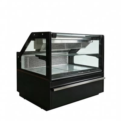 China Top And Bottom Fin Type Evaporator Serve Over Counter With Flat Glass Door For Fresh Meat for sale