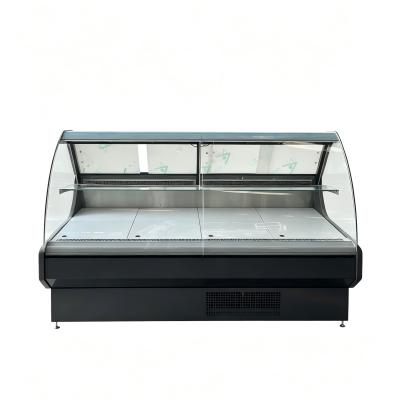 China Panoramic Lift-Up Glass Display Counter With Built-In Storage Cabinet for sale