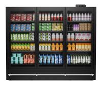China Vertical Remote Glass Door Multideck Freezer Commercial Upright Frozen Food Display Cabinet with LED Light for sale