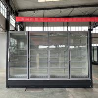 China Vertical Remote Glass Door Multideck Freezer Commercial Upright Frozen Food Display Cabinet with LED Light for sale