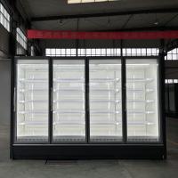 China Vertical Remote Glass Door Multideck Freezer Commercial Upright Frozen Food Display Cabinet with LED Light for sale