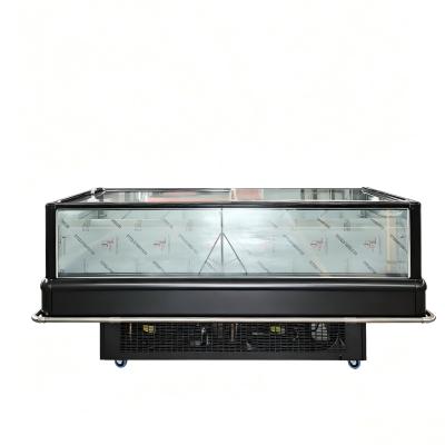 China Ultra-High Glass Window Island Freezer With Chiller & Freezer Convertible for sale