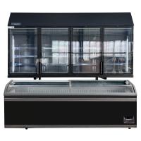 China Plug-In Wall Mounted Cooler/Freezer Unit Vertical Dual-Temperature Over-Under Refrigerator Freezer With Frameless triple glazed anti-fog glass door for sale