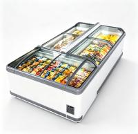 China Left-Right Sliding Glass Door Modular Island Freezer for sale