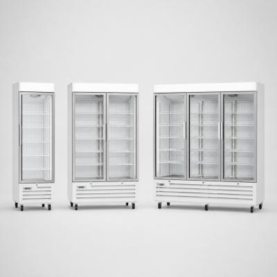 China Plug In Upright Glass Door Refrigerator Freezer Commercial Display Merchandiser With Adjustable Shelves for sale