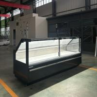 China Remote or Plug In Refrigerated Serve Over Counter Straight Glass Deli Meat Display Showcase Stainless Steel 304 Interior for sale