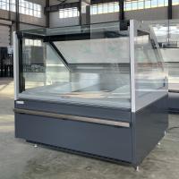 China Remote or Plug In Refrigerated Serve Over Counter Straight Glass Deli Meat Display Showcase Stainless Steel 304 Interior for sale