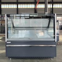 China Remote or Plug In Refrigerated Serve Over Counter Straight Glass Deli Meat Display Showcase Stainless Steel 304 Interior for sale
