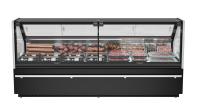 China Remote or Plug In Refrigerated Serve Over Counter Straight Glass Deli Meat Display Showcase Stainless Steel 304 Interior for sale