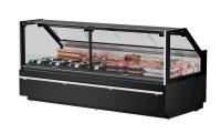 China Remote or Plug In Refrigerated Serve Over Counter Straight Glass Deli Meat Display Showcase Stainless Steel 304 Interior for sale
