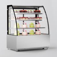 China Self‑Contained Dessert Showcase Curved Glass LED Light Marble Base Option for sale