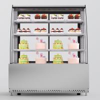 China Self‑Contained Dessert Showcase Curved Glass LED Light Marble Base Option for sale
