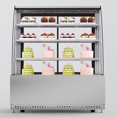 China Self‑Contained Dessert Showcase Curved Glass LED Light Marble Base Option for sale