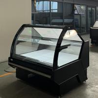 China Curved Glass Refrigerated Serve Over Counter Commercial Deli Meat Display Showcase Plug In or Remote for sale