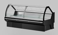 China Curved Glass Refrigerated Serve Over Counter Commercial Deli Meat Display Showcase Plug In or Remote for sale
