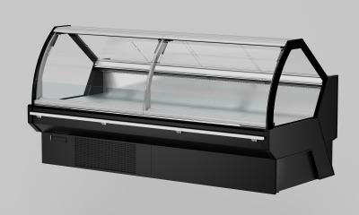 China Curved Glass Refrigerated Serve Over Counter Commercial Deli Meat Display Showcase Plug In or Remote for sale