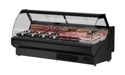 China Plug In Curved Glass Serve Over Counter Commercial Deli Meat Display Refrigerator with Storage Cabinet for sale