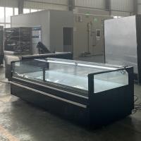 China Commercial Self Service Refrigerated Counter Flat Glass Fresh Meat Deli Display Case Stainless Steel 304 for sale