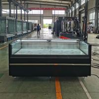 China Commercial Self Service Refrigerated Counter Flat Glass Fresh Meat Deli Display Case Stainless Steel 304 for sale