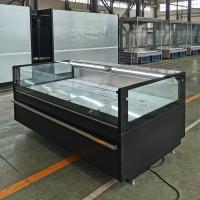 China Commercial Self Service Refrigerated Counter Flat Glass Fresh Meat Deli Display Case Stainless Steel 304 for sale