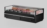 China Commercial Self Service Refrigerated Counter Flat Glass Fresh Meat Deli Display Case Stainless Steel 304 for sale