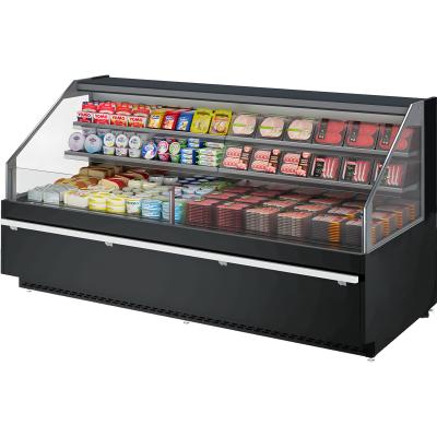 China Semi Vertical Multideck Refrigerated Display Case Open Front Self Service Chiller with Defrost Heater for sale