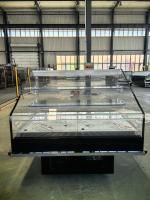 China Semi Vertical Four Sided Glass Display Chiller Commercial Promotion Cooler With Shelves for sale