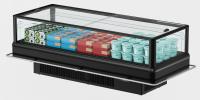 China Ultra High Glass Panoramic Island Freezer Chiller Dual Temperature Display Cabinet Freezer for sale