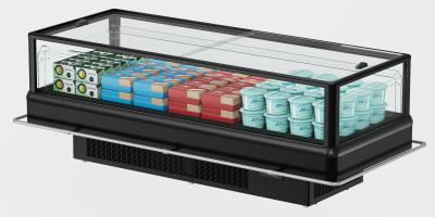 China Ultra High Glass Panoramic Island Freezer Chiller Dual Temperature Display Cabinet Freezer for sale