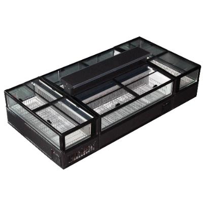 China GRAND Series Static Cooling Combinable Sliding Glass Island Display Freezer for Frozen Food for sale