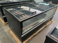 China Large Capacity Sliding Glass Door Commercial Supermarket Island Display Freezer Static Cooling for sale