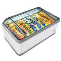 China Sliding Glass Door Commercial Supermarket Island Freezer Plug In Compressor with R290 for sale