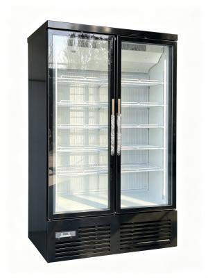 China Low‑E Glass Upright Display Chiller Dixell Thermostat R290 Refrigerant for sale