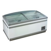 China Up Down Sliding Glass Door Plug In Deep Island Freezer Frozen Food Display Inner LED Lights for sale
