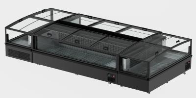 China Large Capacity Sliding Glass Door Commercial Supermarket Island Display Freezer Static Cooling for sale