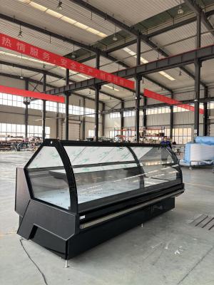 China Transparent Deli Cooler with Curved Glass Stainless Steel Interior and Digital Thermostat for sale