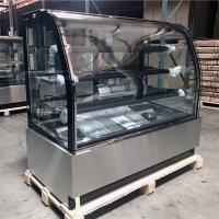 China Curved Glass Cake Display Fridge Plug In Refrigerated Pastry Showcase With LED for sale