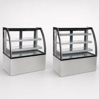 China Curved Glass Cake Display Fridge Plug In Refrigerated Pastry Showcase With LED for sale