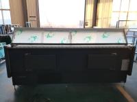 China Curved Glass Door Fresh Meat Case with Back Storage Cabinet and Inside Second Glass Shelf for sale