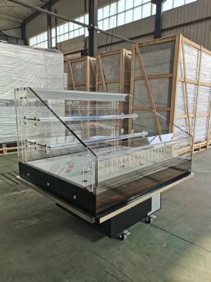 China Semi Vertical Open Type Display Chiller with R290 Refrigerant Four-Sided Transparent Glass and Digital Thermostat for sale