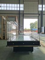China Semi Vertical Open Type Display Chiller with R290 Refrigerant Four-Sided Transparent Glass and Digital Thermostat for sale