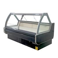 China Remote Curved Glass Deli Service Counter with 304 Stainless Steel Interior for sale
