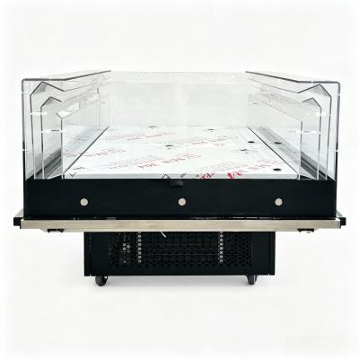 China Four-Sided Transparent Plug-in Island Chiller For Supermarket Fresh Food for sale