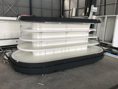 China RHEA Tiered Long Multideck Display Cooler with Glass Door for sale