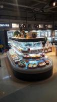 China RHEA Tiered Long Multideck Display Cooler with Glass Door for sale